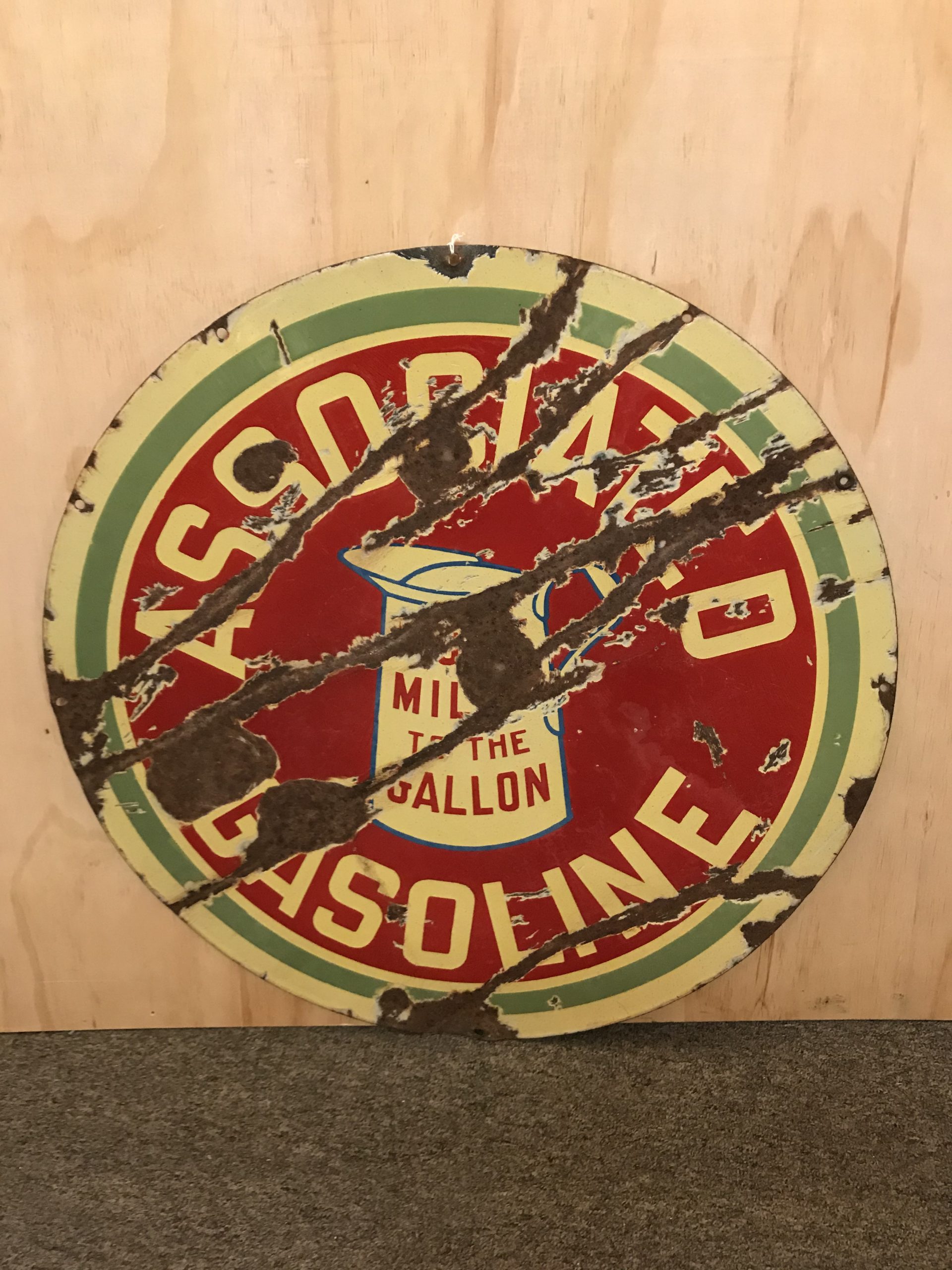 Associated-Gasoline-Sign-More-Miles-to-the-Gallon-Double-Sided ...