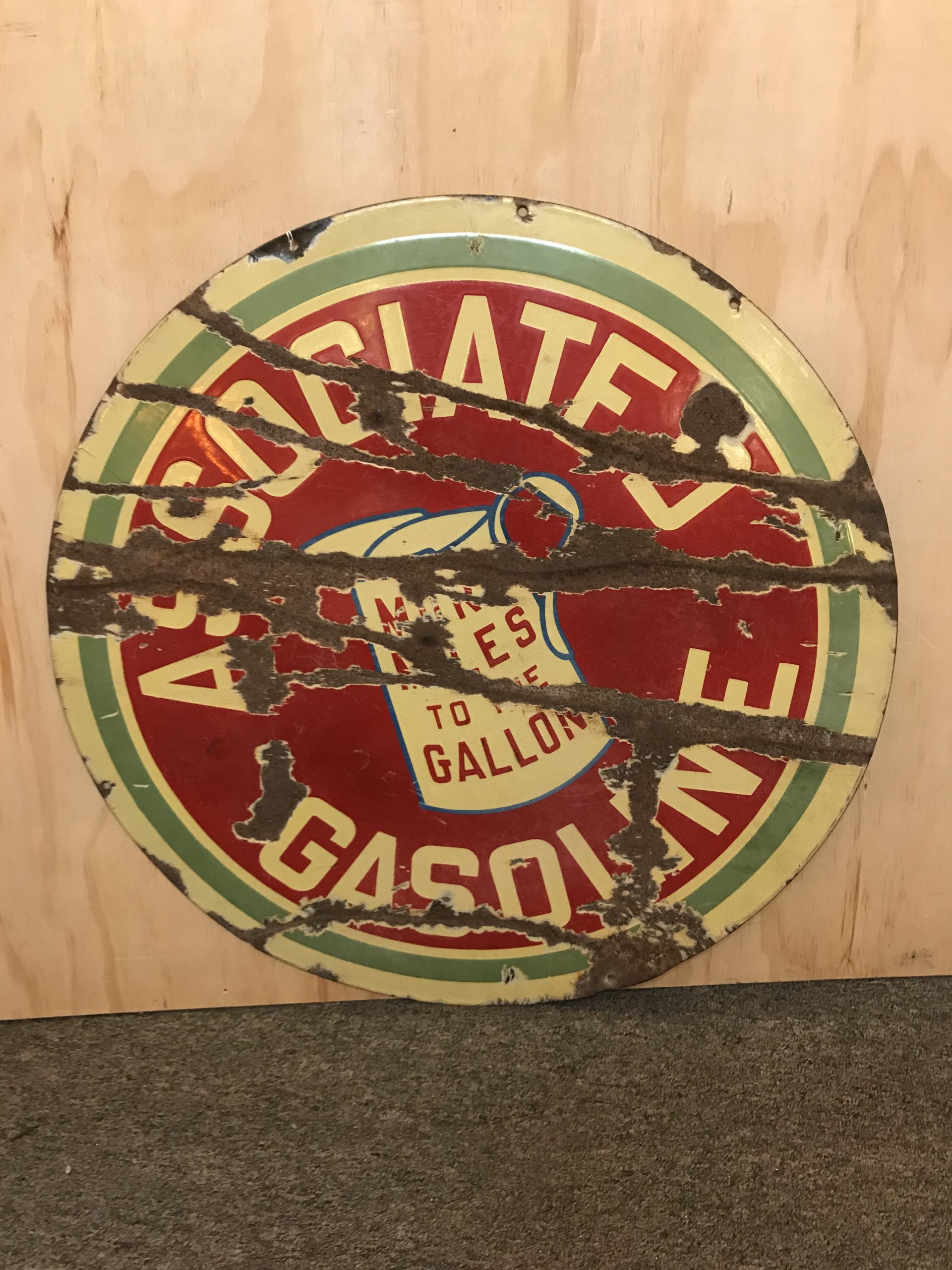 Associated-Gasoline-Sign-More-Miles-to-the-Gallon-Double-Sided ...