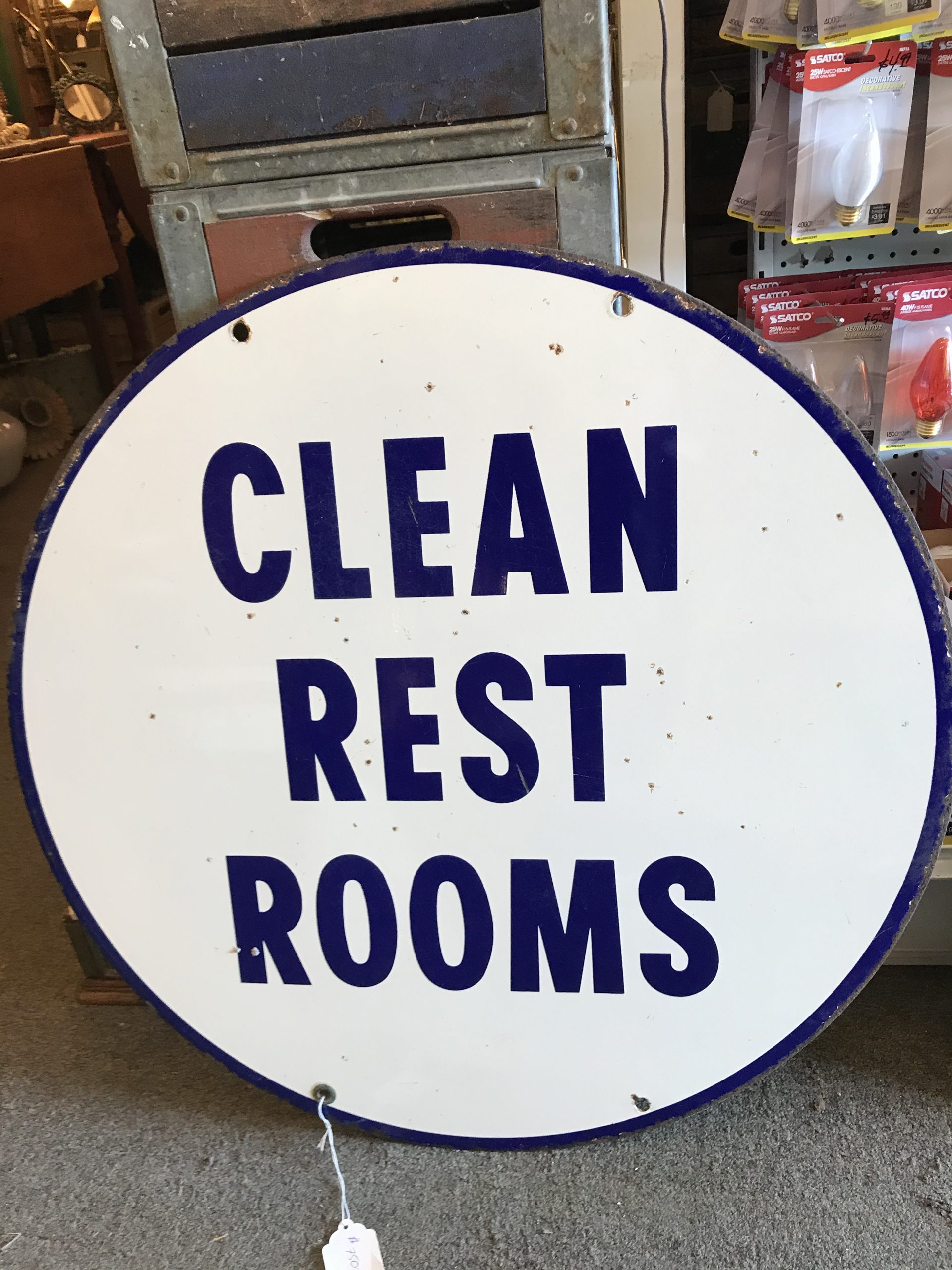 Clean-Rest-Rooms-Blue-and-White-30-inch-Double-Sided-Porcelain-1930s-2 ...